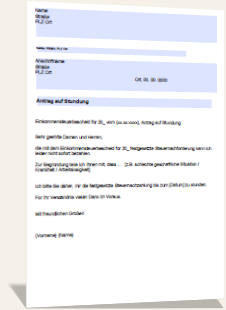Erbschaftssteuer Stundung Musterbrief