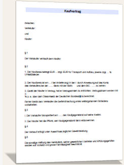 normaler und einfacher Kaufvertrag Muster, Vorlage