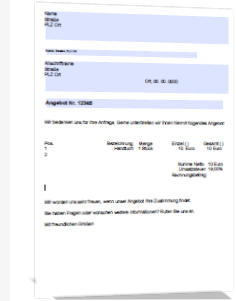 Vorlage Angebot Word, doc, Download, schreiben